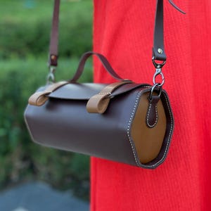 Hexagon Leather Bag Pattern / PDF Pattern Cylindrical Crossbody Bag ...