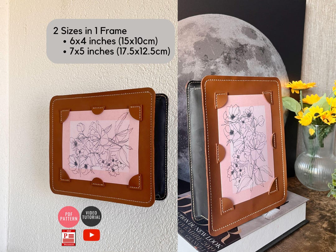 Leather Photo Frame PDF Pattern / Picture Album Template / Leather ...