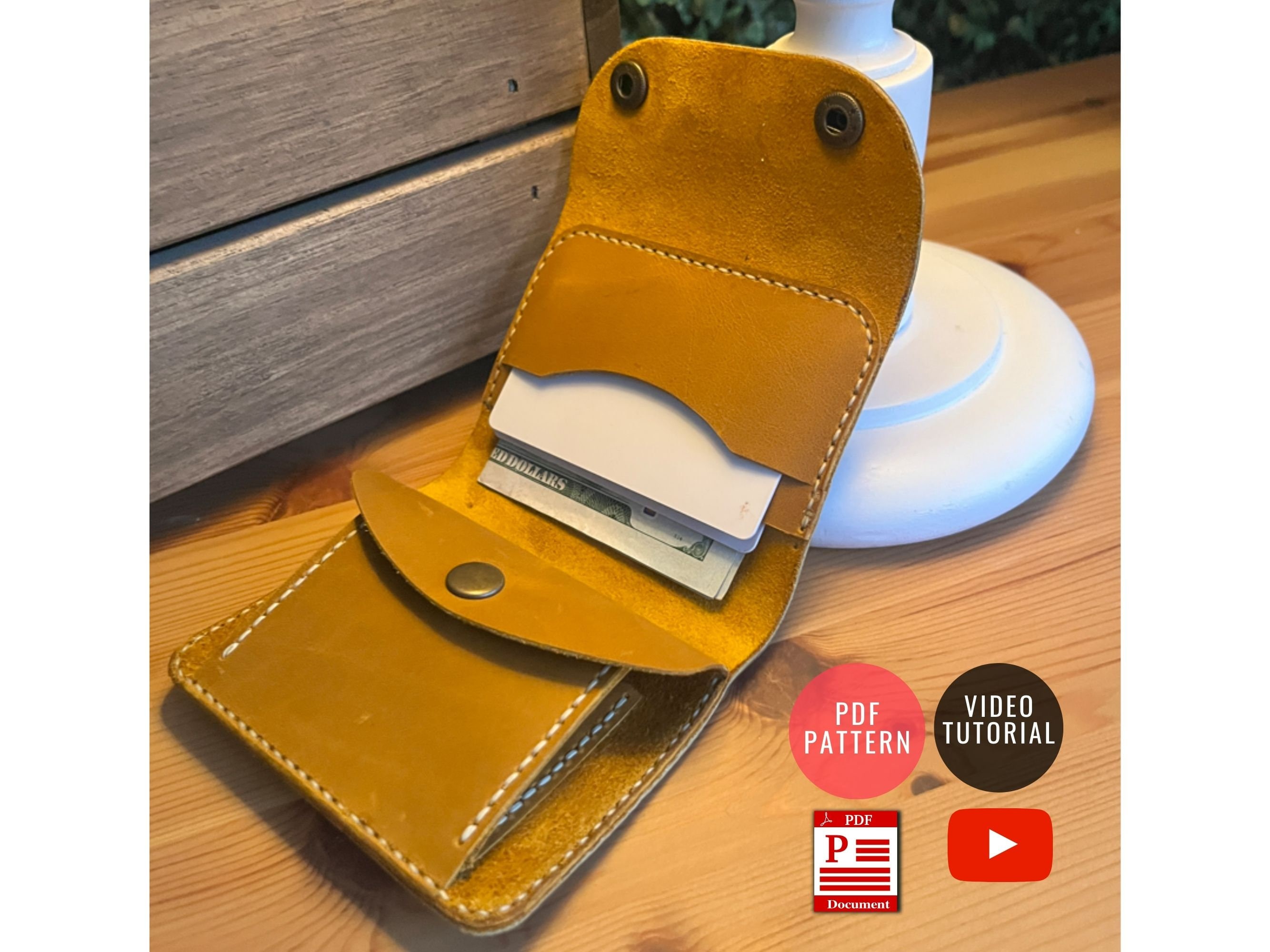 Foldable Leather Wallet With Coin Pouch Pattern / PDF Template ...