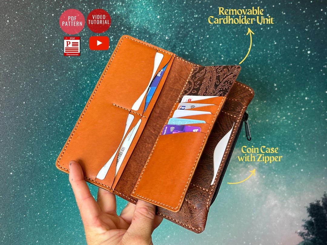 Long Wallet PDF Pattern Template / Hand Wallet Template / Leather ...
