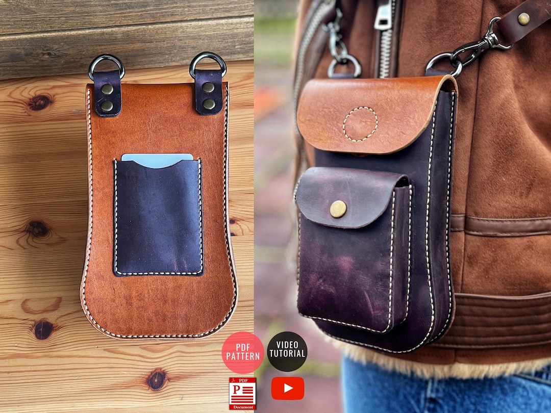 Cross Phone Bag Pattern With Extra Pocket / Leather Bag PDF ...