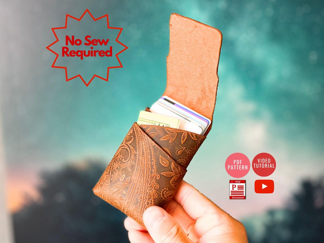 Stitchless Wallet PDF Pattern / No Sew Folded Leather Wallet Pattern ...