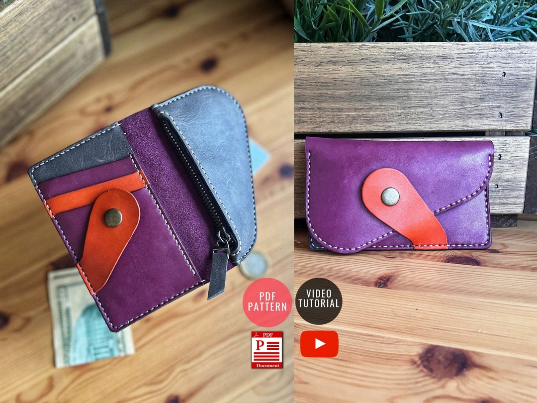 Cardholder With Coin Pouch Pattern wallet With Zipper PDF Template