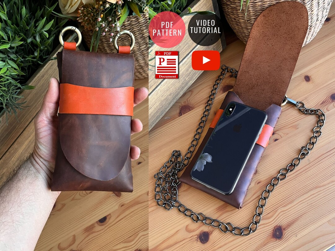 Downloadable Stitchless Phone Bag Pattern - Leather Mobile Case Pattern ...