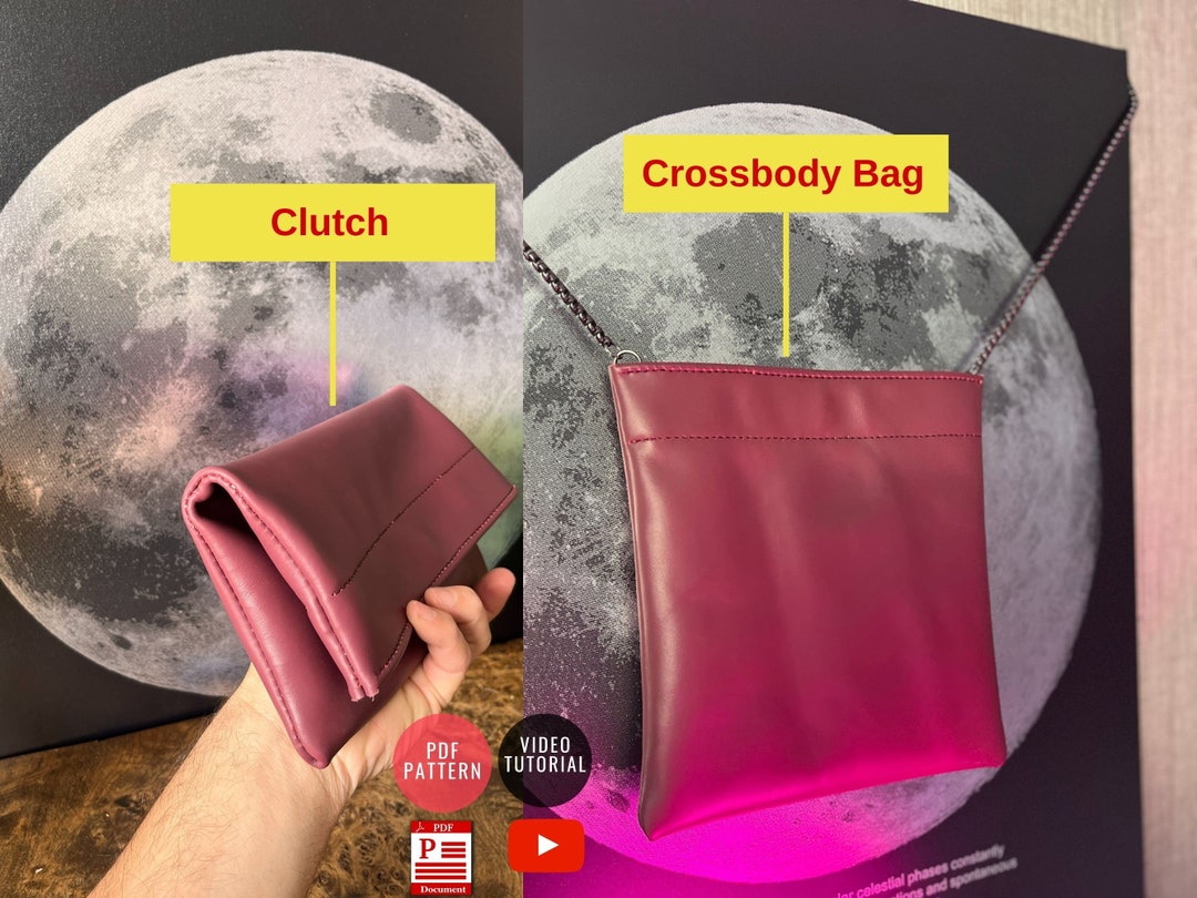 Folded Clutch and Crossbody Bag Pattern / 2 in 1 Leather Clutch Bag PDF ...