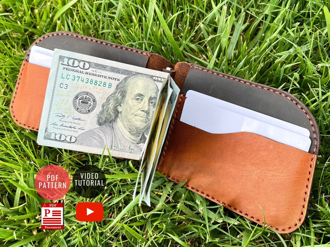 Cartera de cuero plegable con patrón de clips para billetes / Plantilla ...