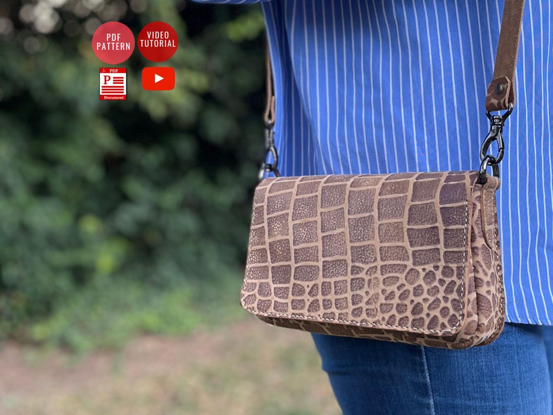 Leather Shoulder Bag Pattern: PDF Download, Bag to Sew (8.5x4.9x1.8 ...