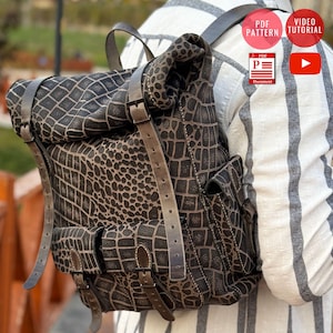 Downloadable Leather Roll Top Backpack / PDF Pattern Rucksack / Template for Leather Bag / Video ...
