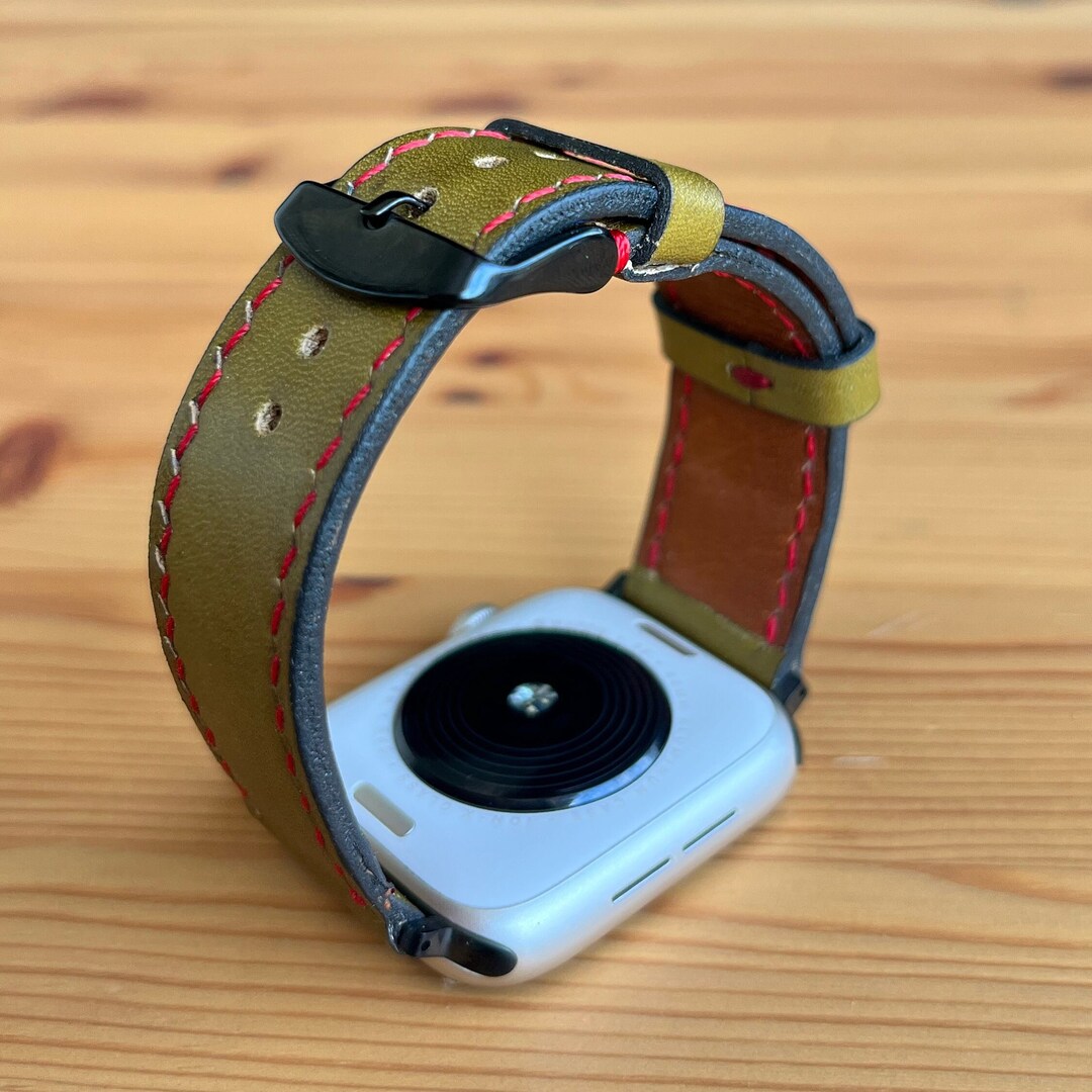 Halloween Gift Olive Green Leather Apple Watch Bands / Straps - Etsy