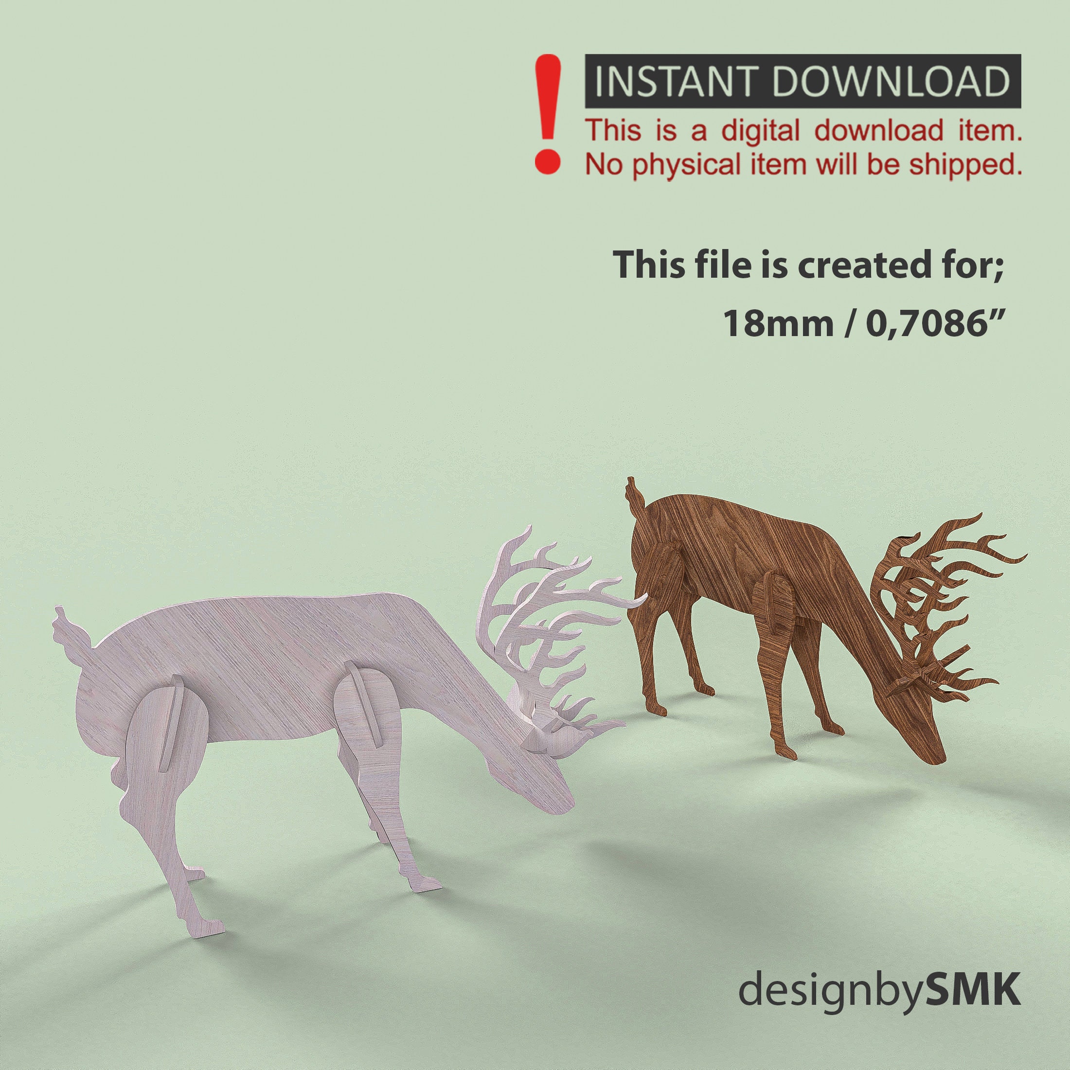 3D CNC Model Wood Deer Drinking Water or Eating Grass / Christmas Deer ...