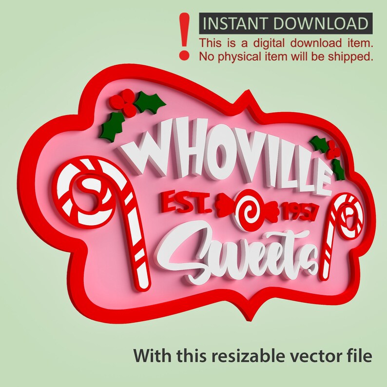 Whoville Sweets Inspired Design Laser Cut, Svg, Dxf, Ai, Digital File ...