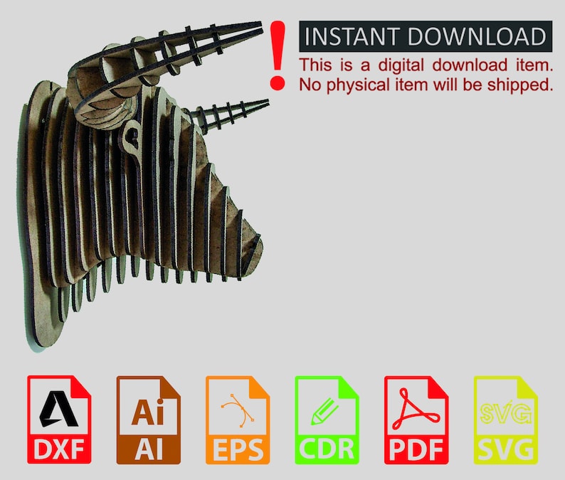 Bull Head Trophy, Bull Head Wall Decor, 4mm Plywood Laser Cut Files ...