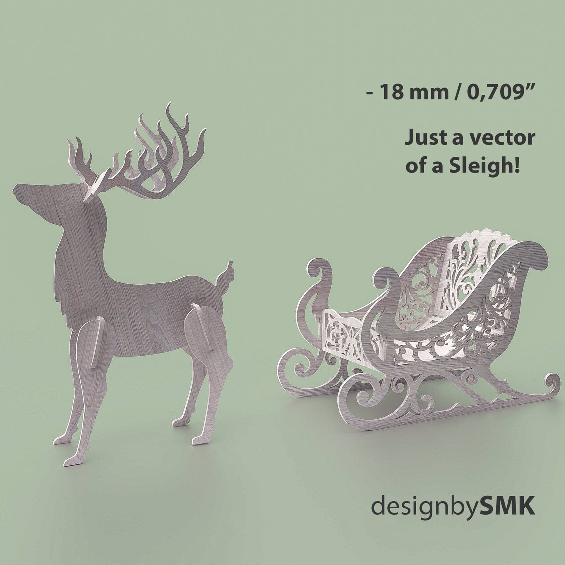 Christmas Santa Claus Ornament Sleigh DXF, Cnc File for Sleigh ...