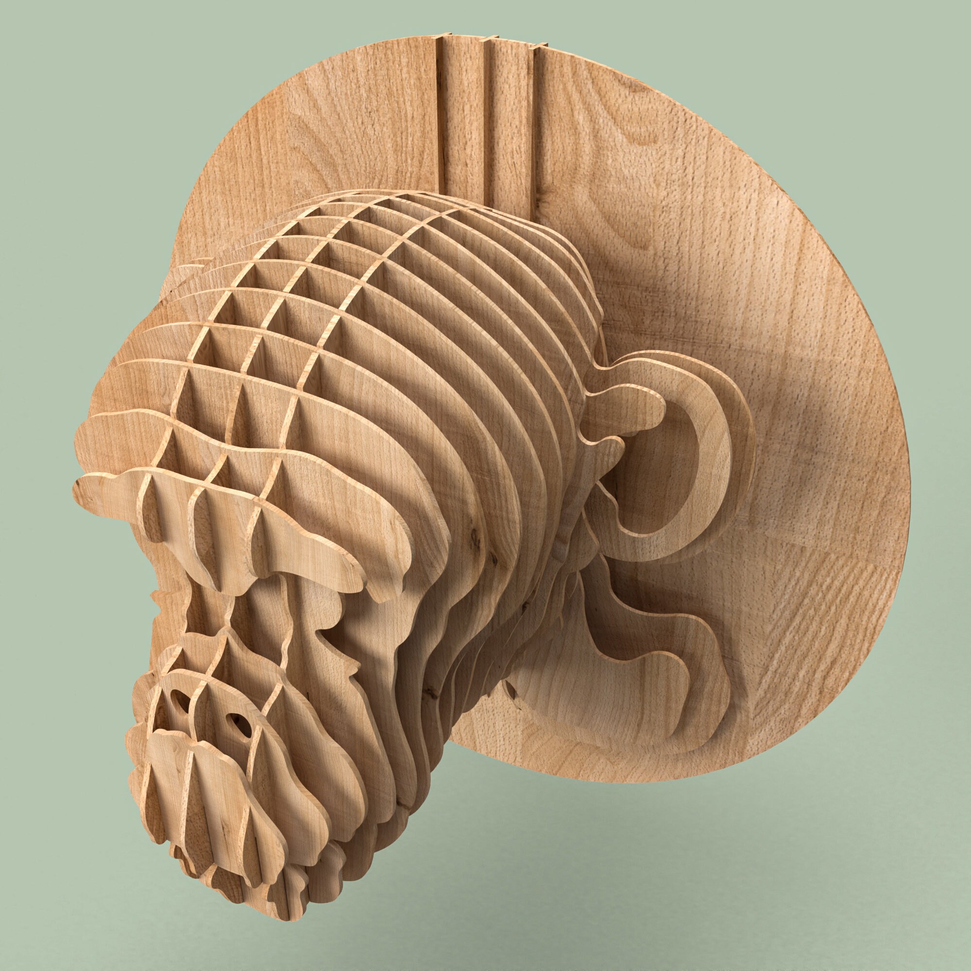 Monkey Head Trophy, Monkey Wall Decor, 5mm Laser Cut Files, Dxf, Pdf ...