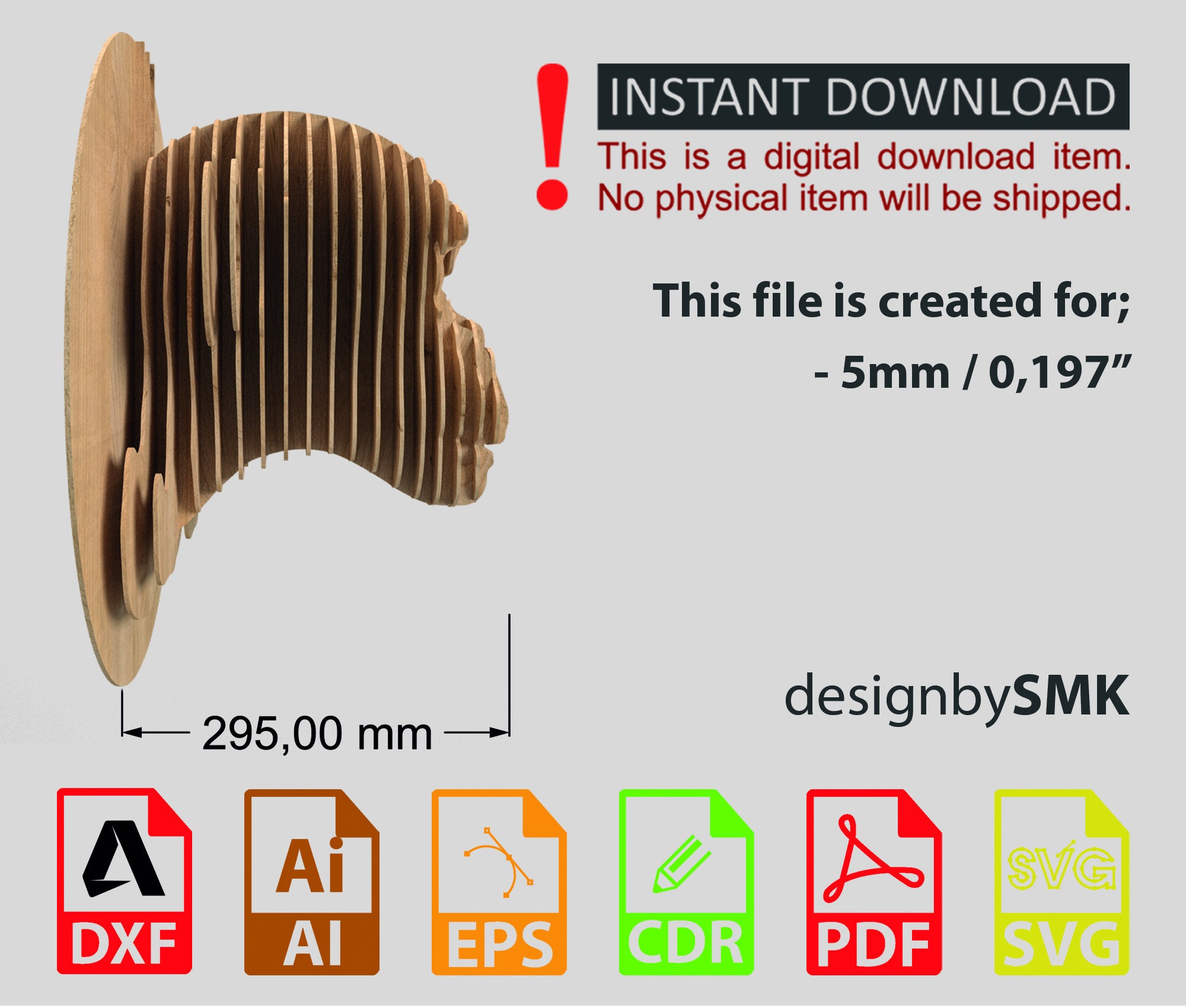 Monkey Head Trophy, Monkey Wall Decor, 5mm Laser Cut Files, Dxf, Pdf ...
