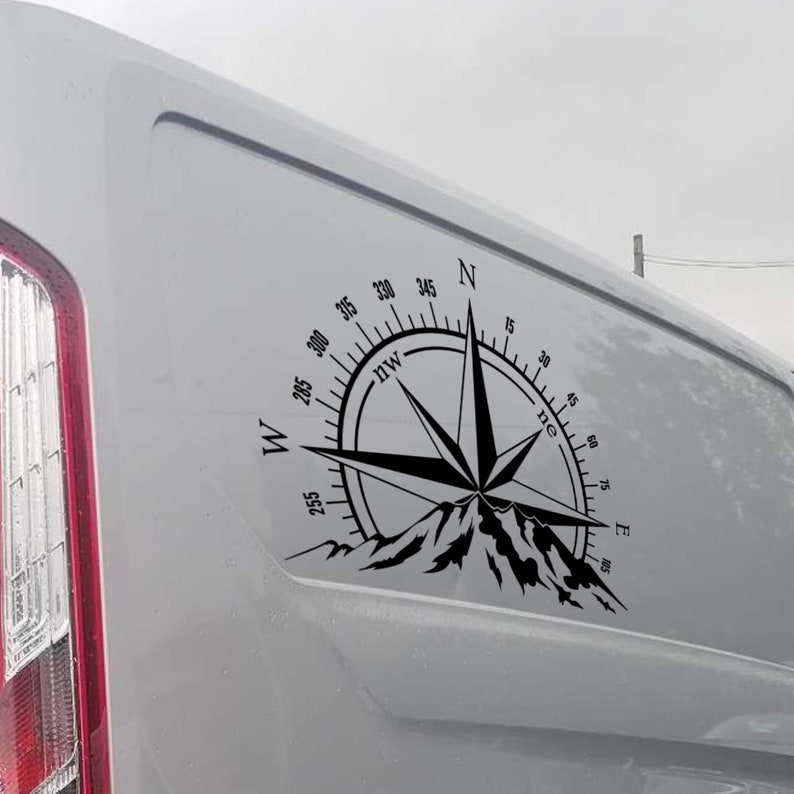 Compass Rose Mountains Adventure Large Sticker Camper Van Vinyl Decal ...