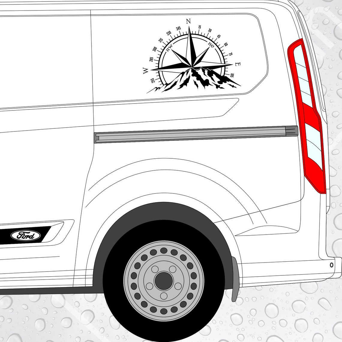Compass Rose Mountains Adventure Large Sticker Camper Van - Etsy