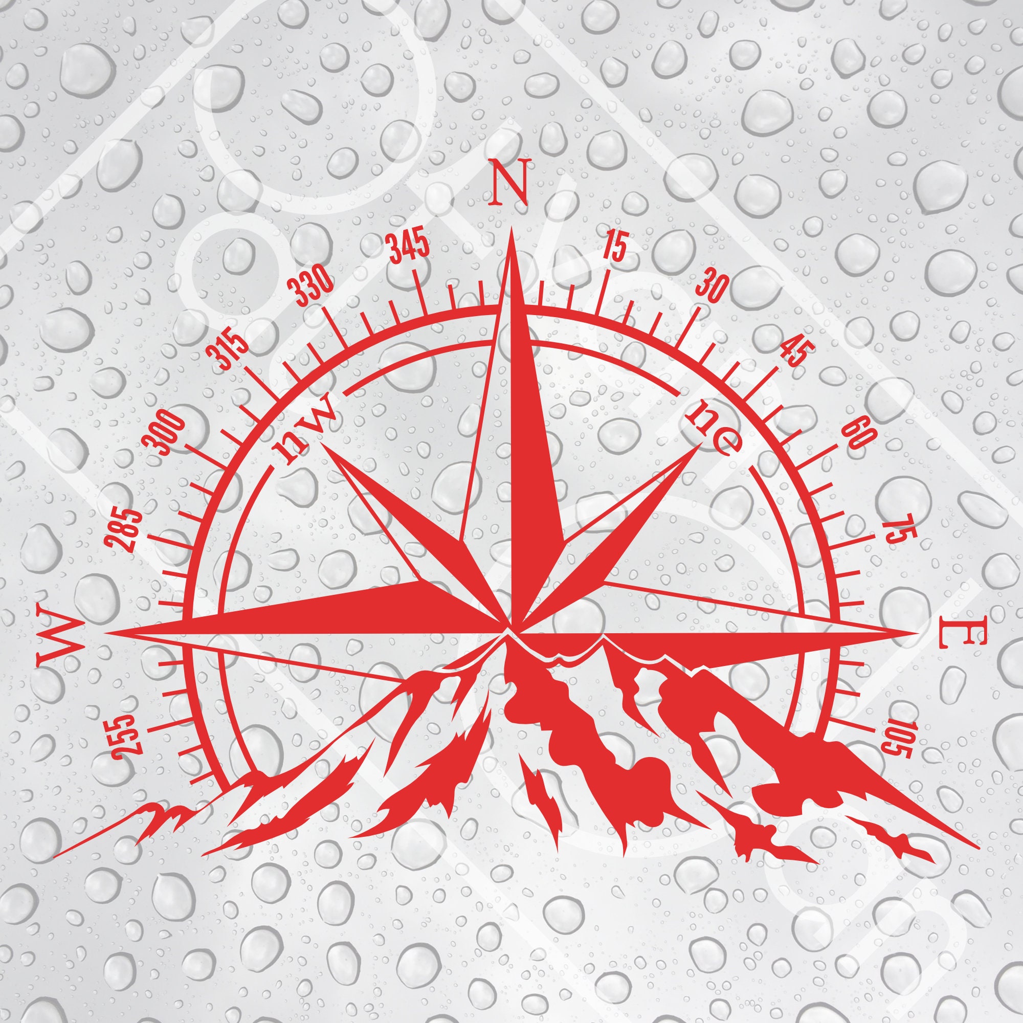 Compass Rose Mountains Adventure Large Sticker Camper Van Vinyl Decal ...