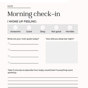 Daily Morning Check-in Printable Digital Download - Etsy
