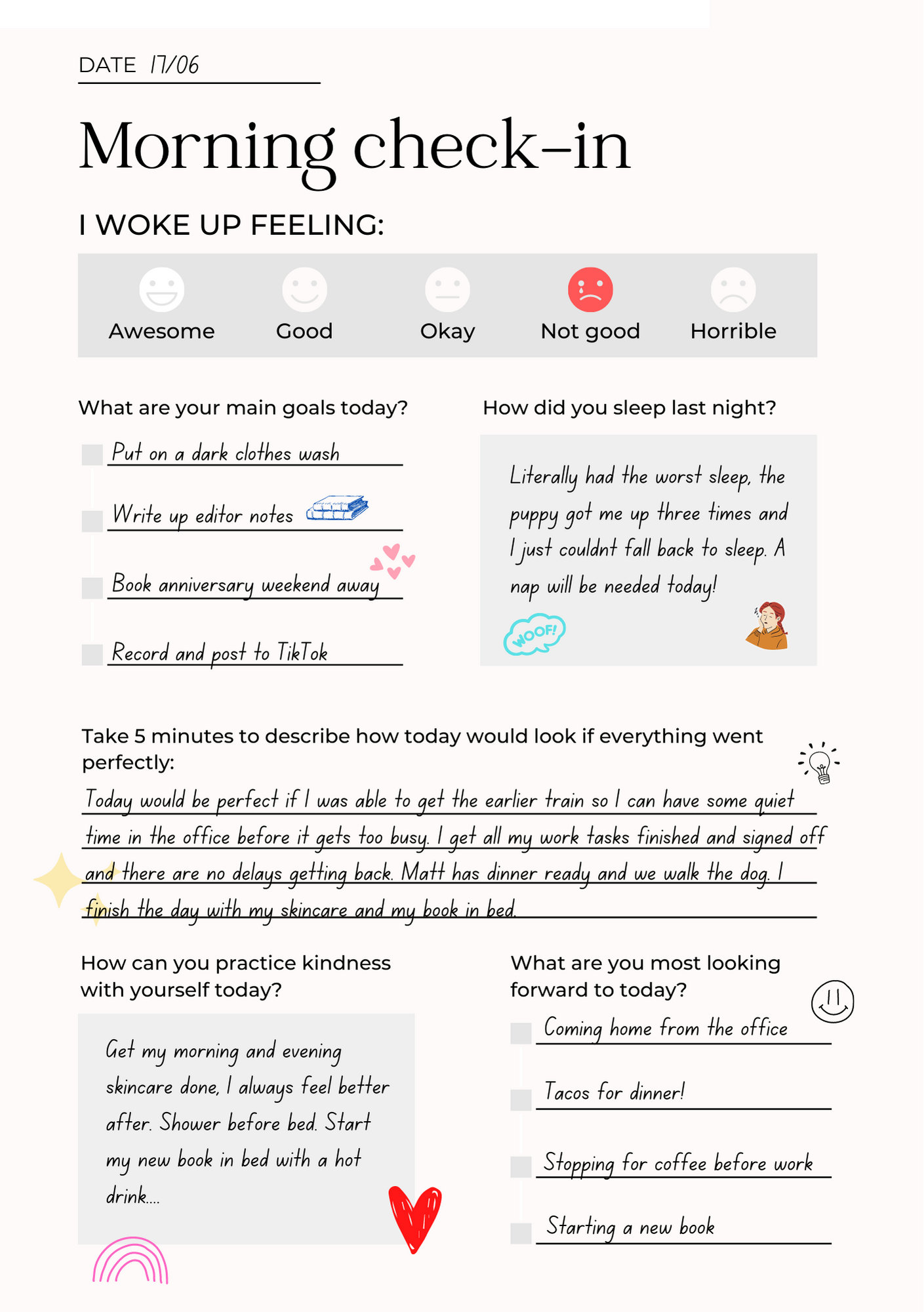 Daily Morning Check-in Printable Digital Download - Etsy