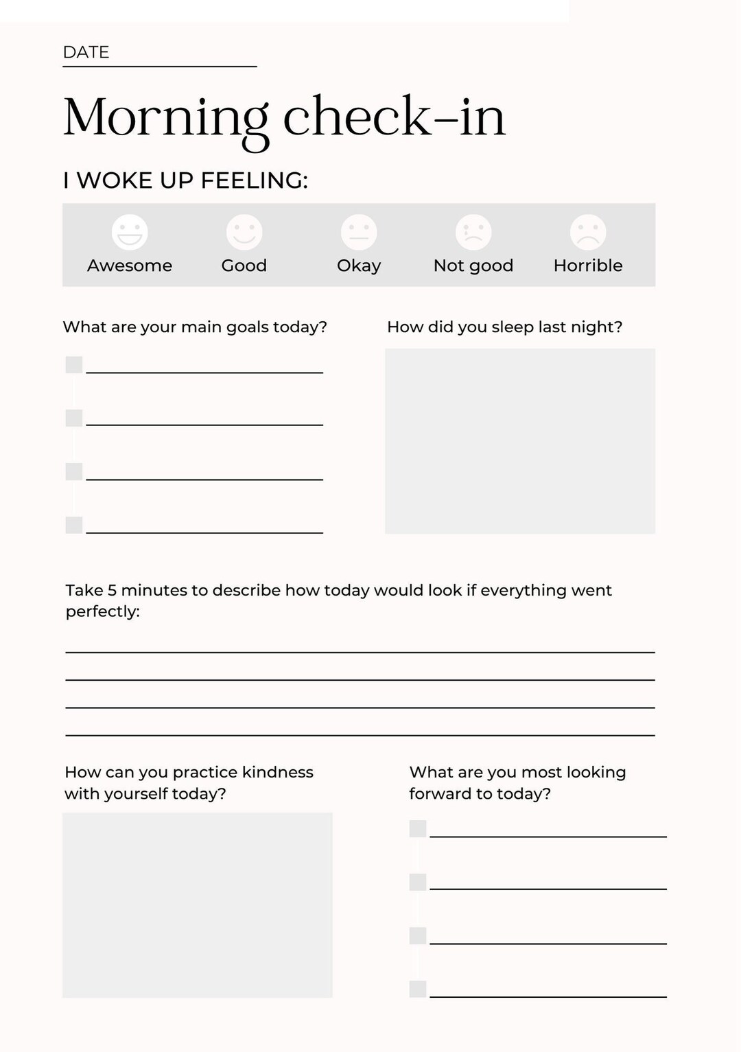 Daily Morning Check-in Printable Digital Download - Etsy