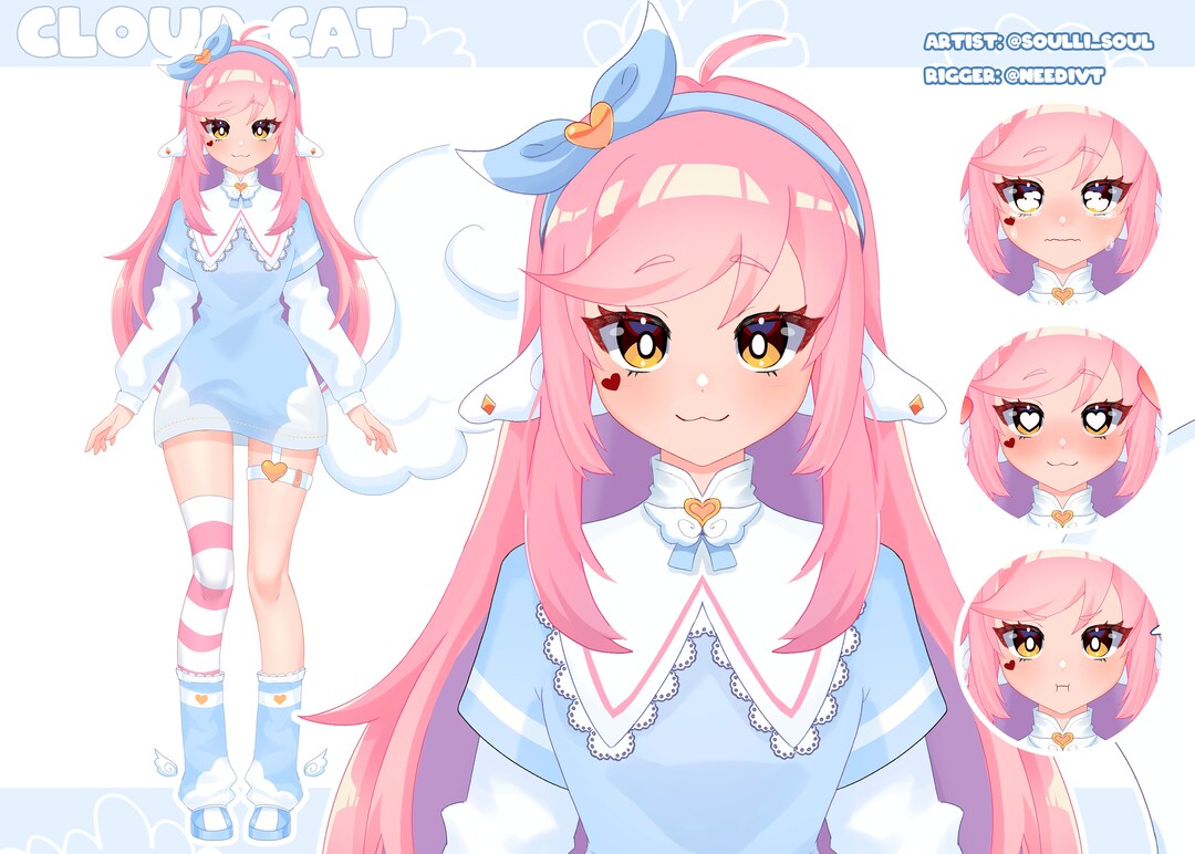 Vtuber Model Adoptable Skye, the Cloud Cat - Etsy UK