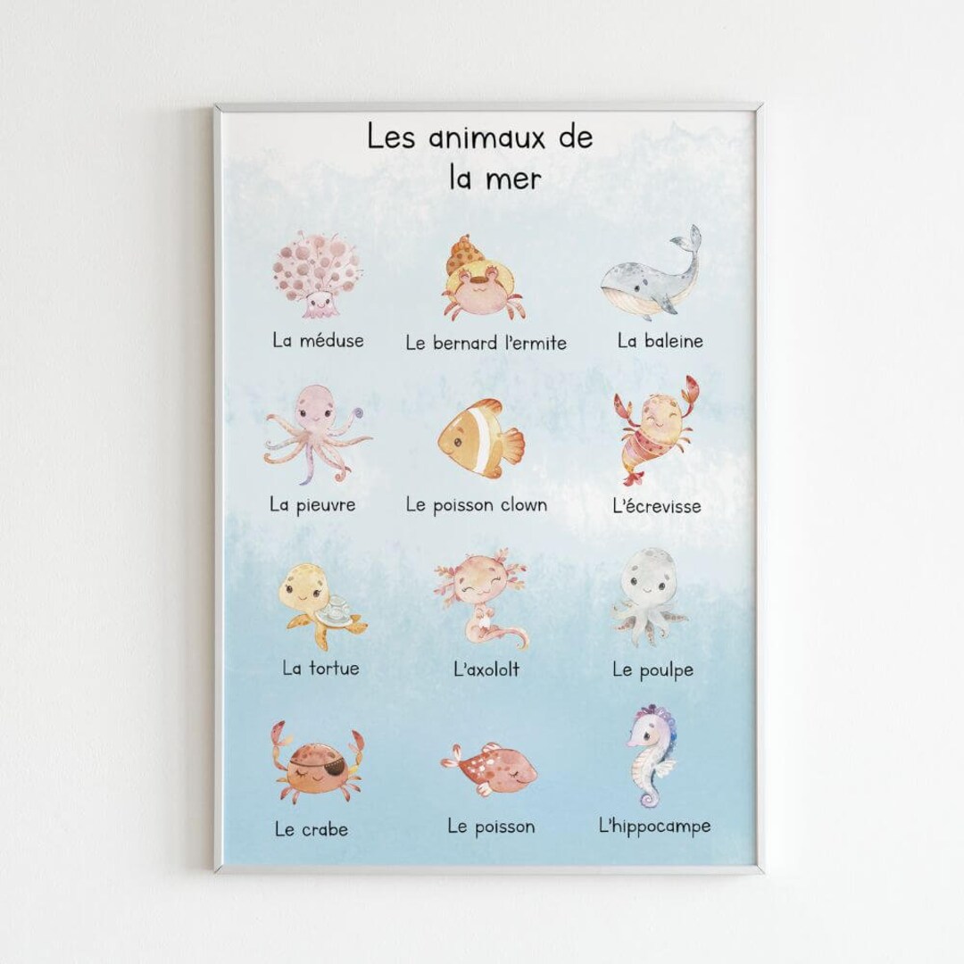 Learning Poster Sea Animals Digital Format - Etsy