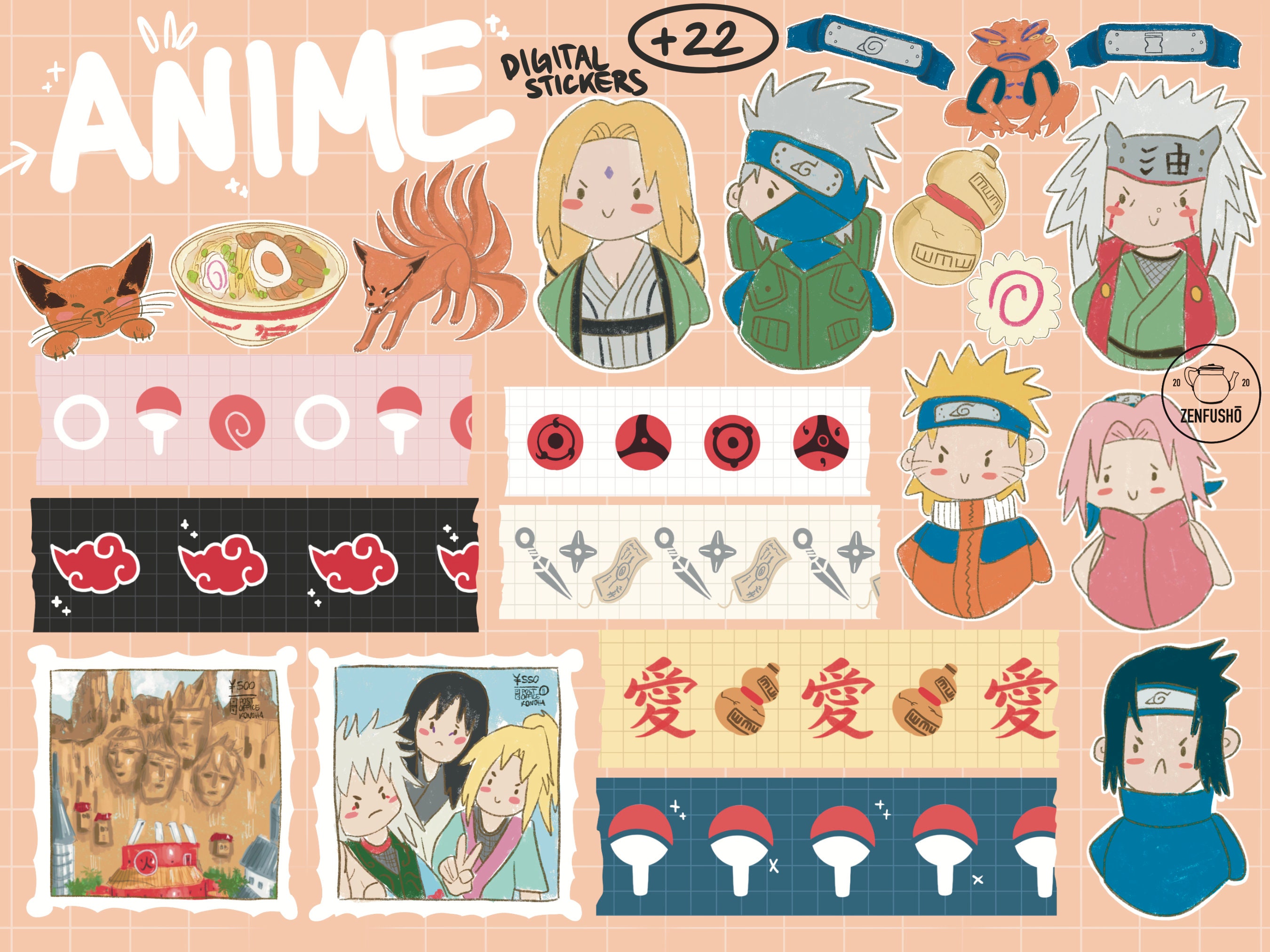 Digital Stickers Anime Set Goodnotes Notability Digital - Etsy