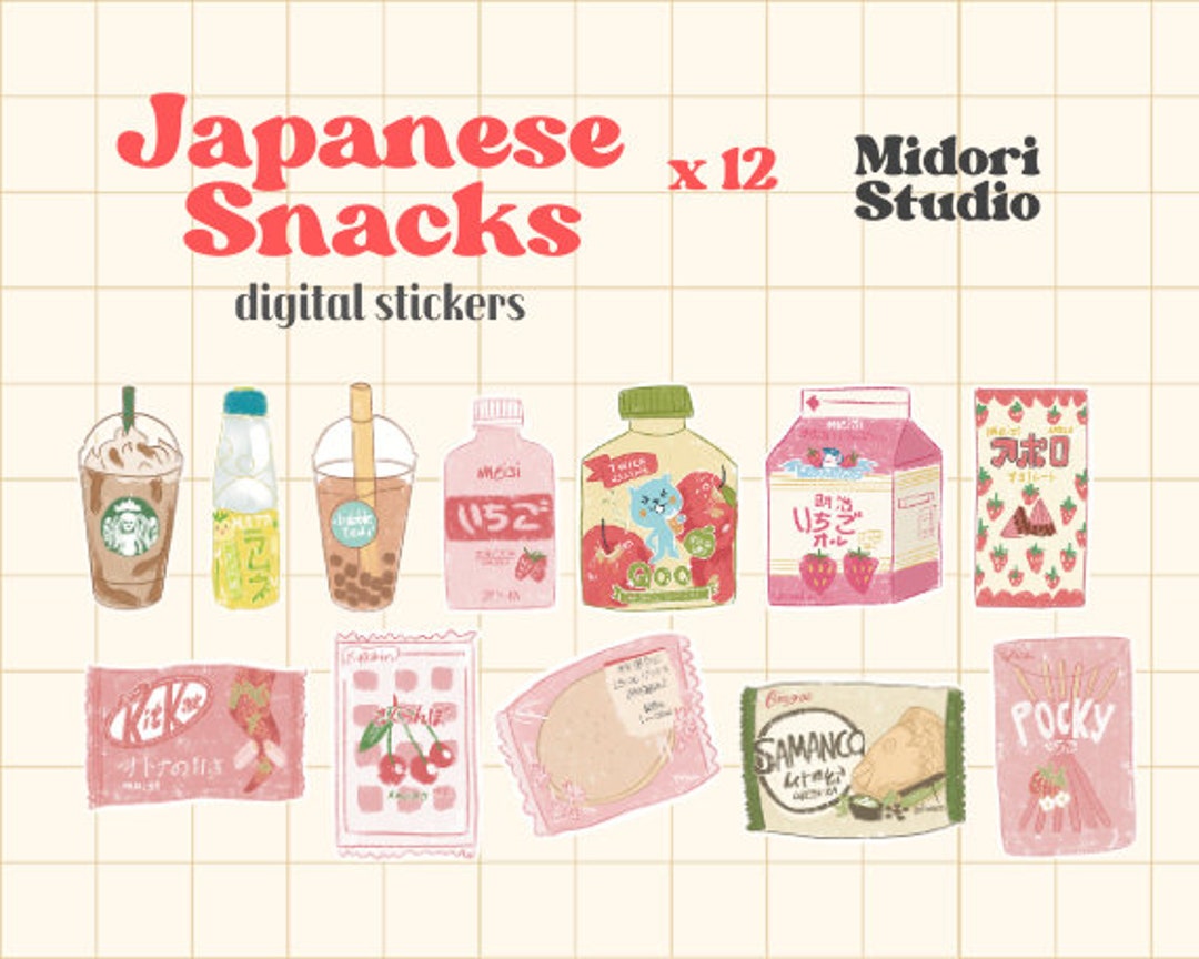 Digital Stickers Japanese Snacks Set Goodnotes, Notability, Digital ...