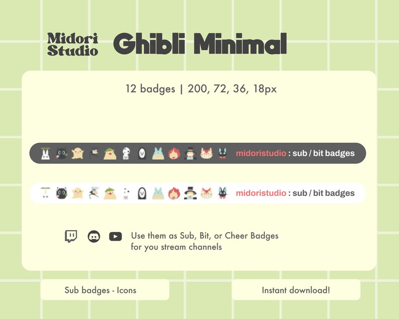 Minimal Studio Ghibli Inspired Sub Badges Twitch, Youtube, Discord ...