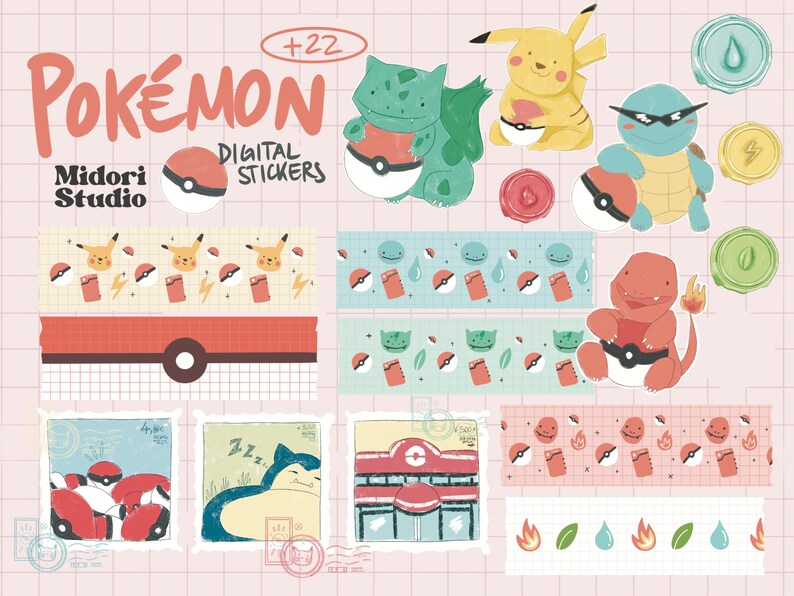 Digital Stickers Pokémon Set Goodnotes, Notability, Digital Planner ...