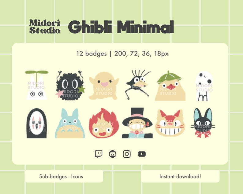 Minimal Studio Ghibli Inspired Sub Badges Twitch, Youtube, Discord ...