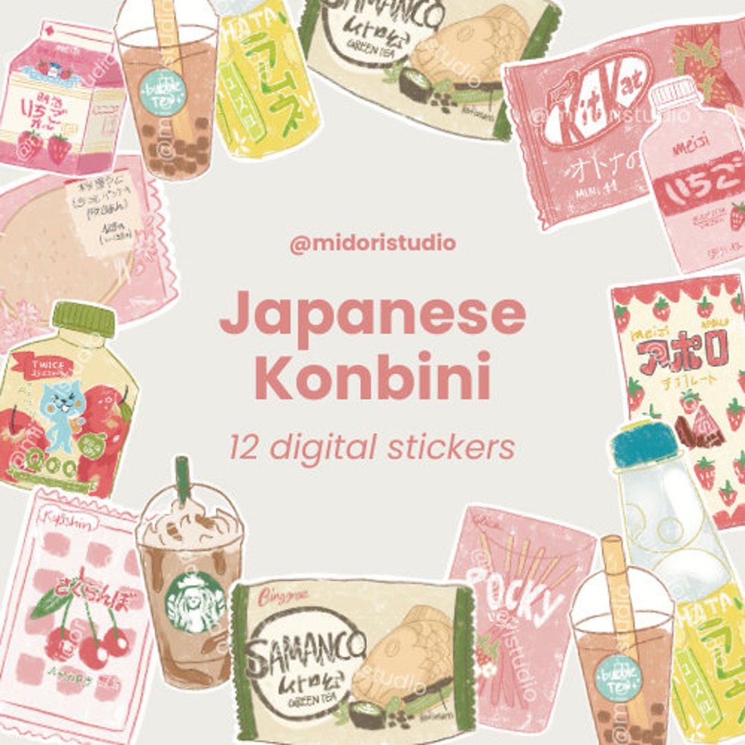 Digital Stickers Japanese Konbini Snacks Set Goodnotes, Notability ...