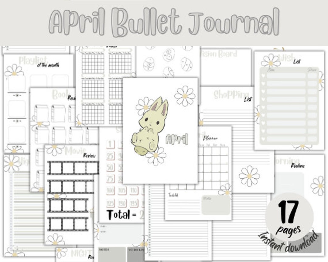 April Journal ~ Bullet Journal ~ Digital ~ Pdf ~ Journal Pages ...