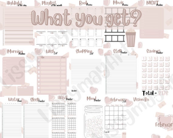 February Journal Bullet Journal Digital Pdf Journal Pages Printable Pre ...