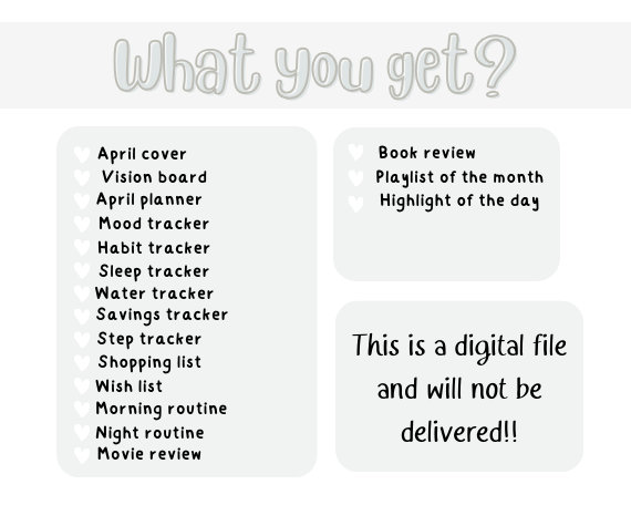 April Journal ~ Bullet Journal ~ Digital ~ Pdf ~ Journal Pages ...