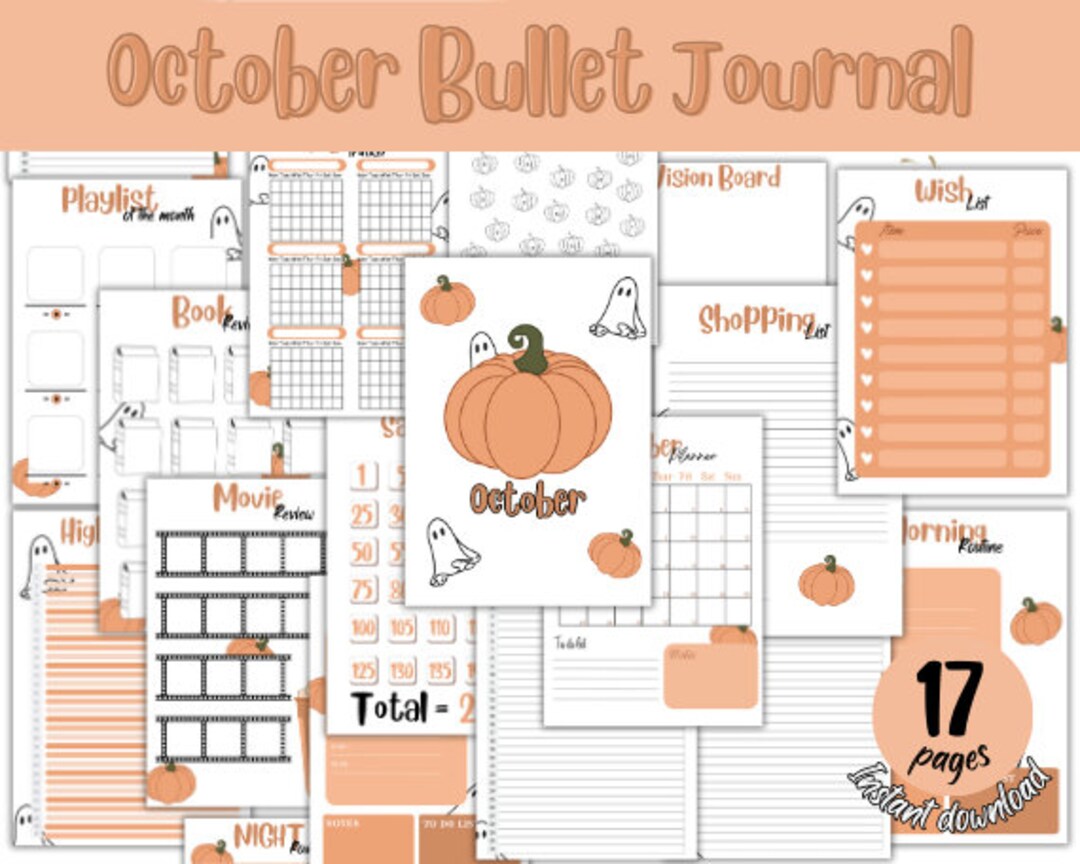 October Journal ~ Bullet Journal ~ Digital ~ Pdf ~ Journal Pages ...