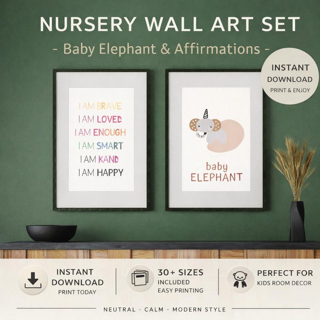 Nursery Wall Art Set Printable, Baby Room Decor, Minimalist Kids Prints ...