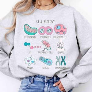 Cell Biology Sweatshirt, Mitochondria Ribosome DNA Science Teacher ...