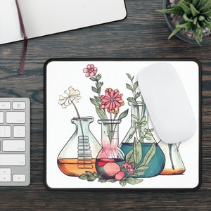 Chemistry Floral Beakers Mouse Pad, Laboratory Science Medical Lab ...