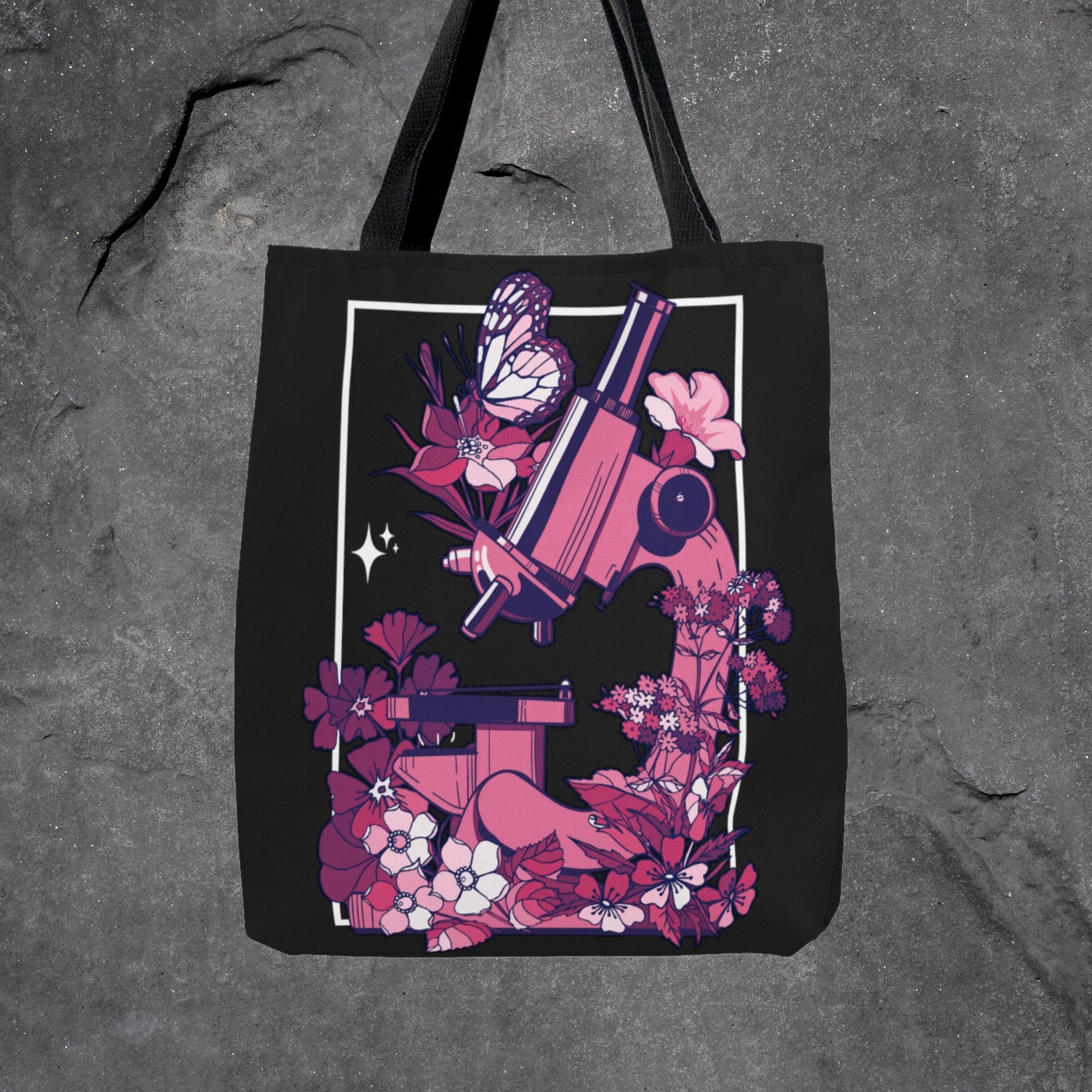 Microbiology Tote Bag, Floral Microscope Biology Laboratory Scientist ...