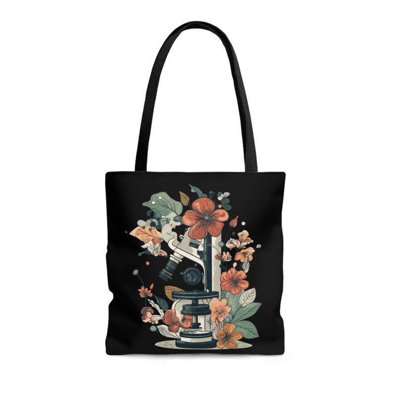 Floral Microscope Microbiology Tote Bag, Science Mom, Biology Teacher ...
