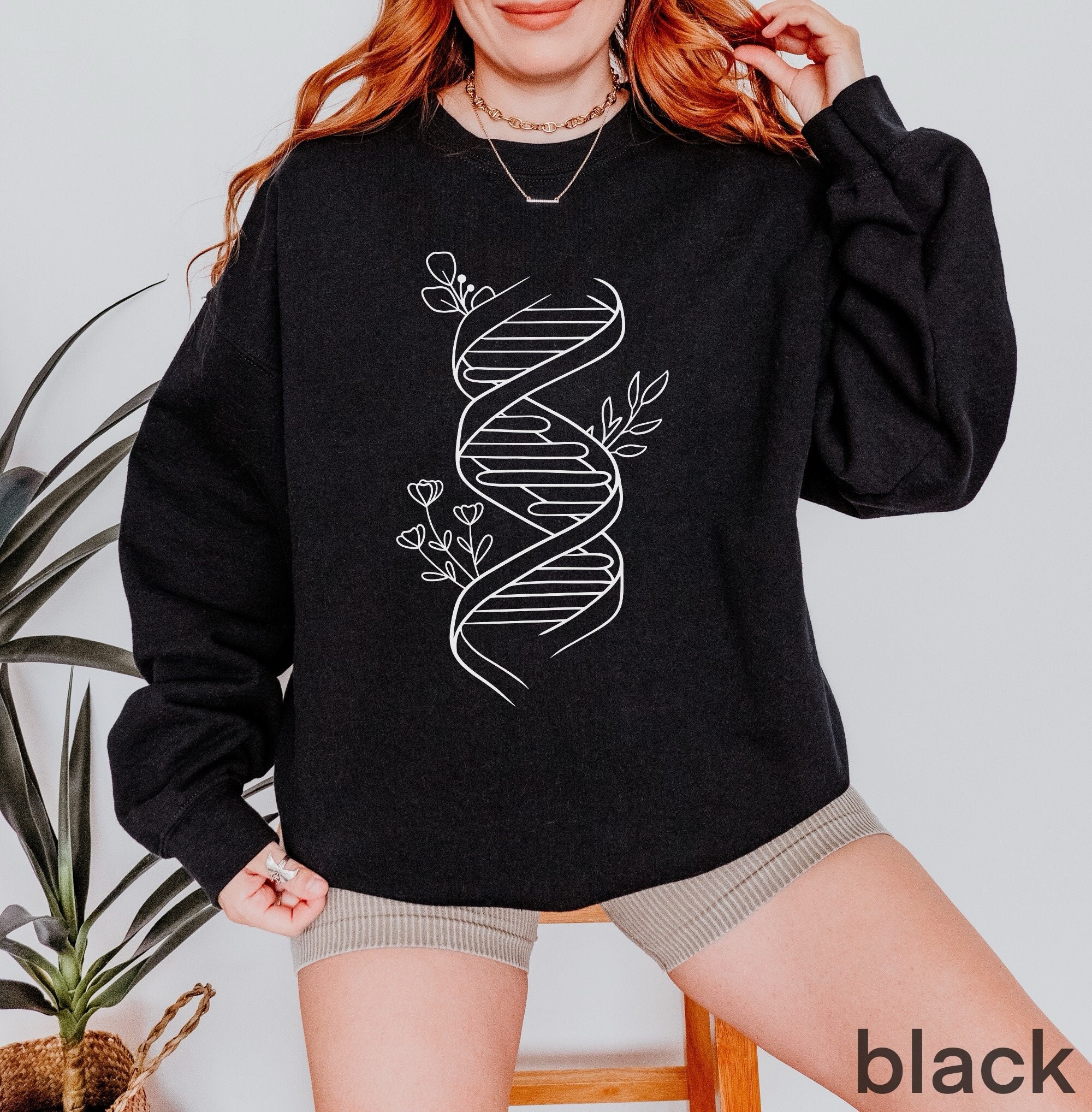 Floral DNA Sweatshirt Biochemistry Molecular Biology - Etsy