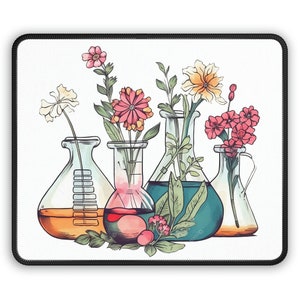 Chemistry Floral Beakers Mouse Pad, Laboratory Science Medical Lab ...