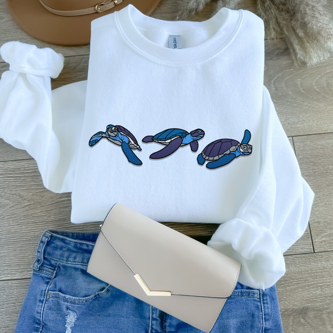 Embroidered Sea Turtle Sweatshirt, Marine Biology Sea Creature ...