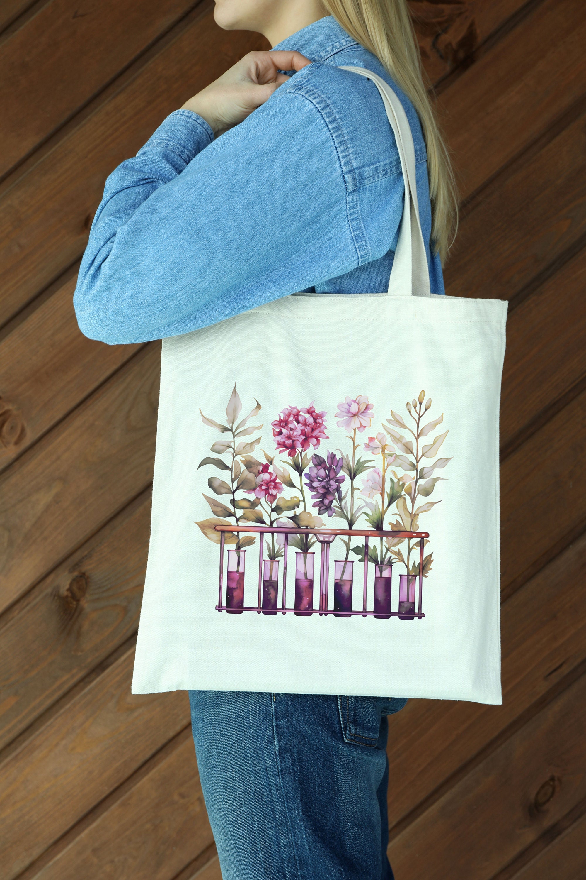 Floral Science Tote Bag Laboratory Science Teacher - Etsy