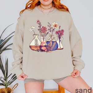Floral Beakers Sweatshirt, Laboratory Science Chemistry Teacher Sweater ...