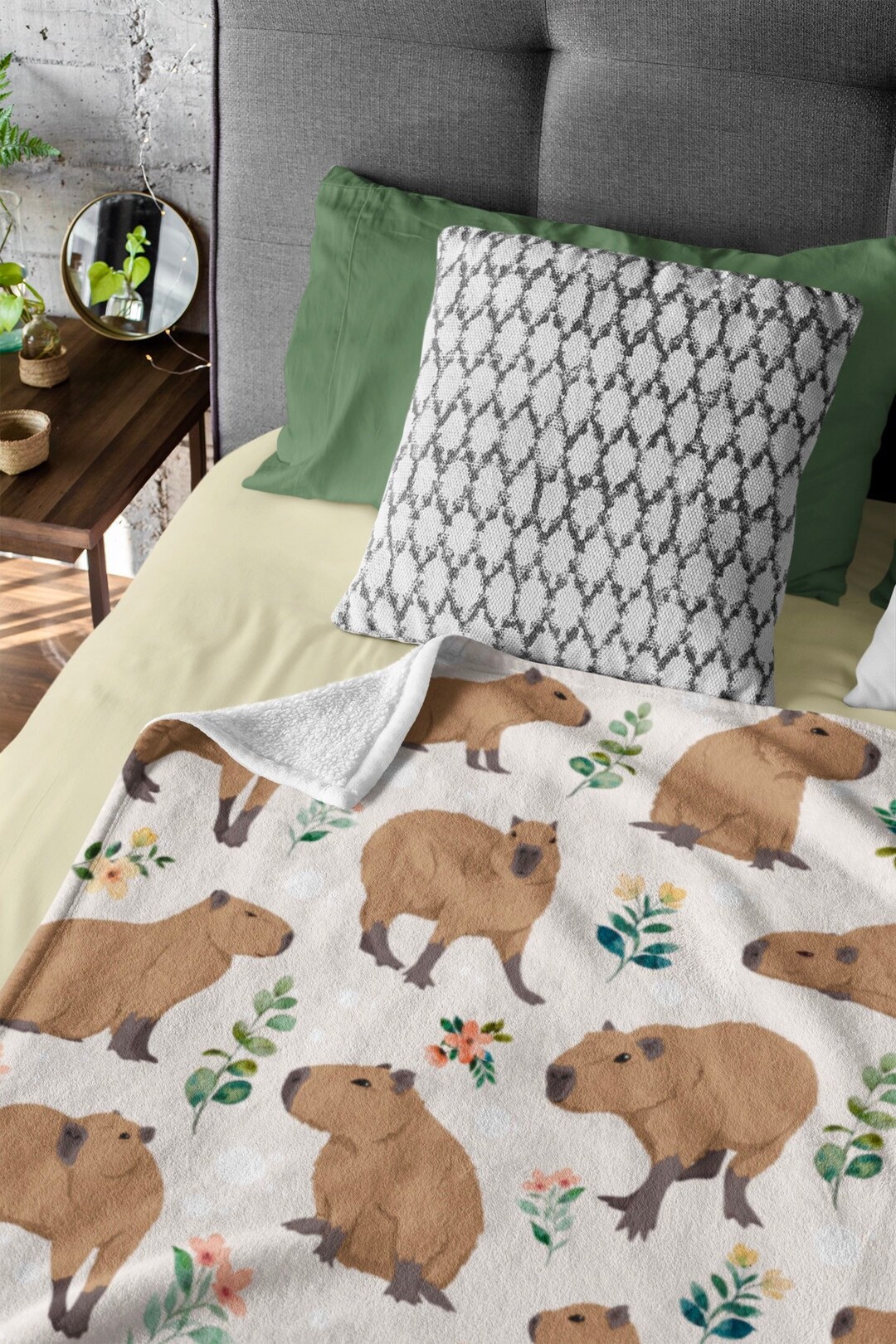Capybara Baby Blanket - Floral Minky Throw Blanket for Capybara Lovers ...