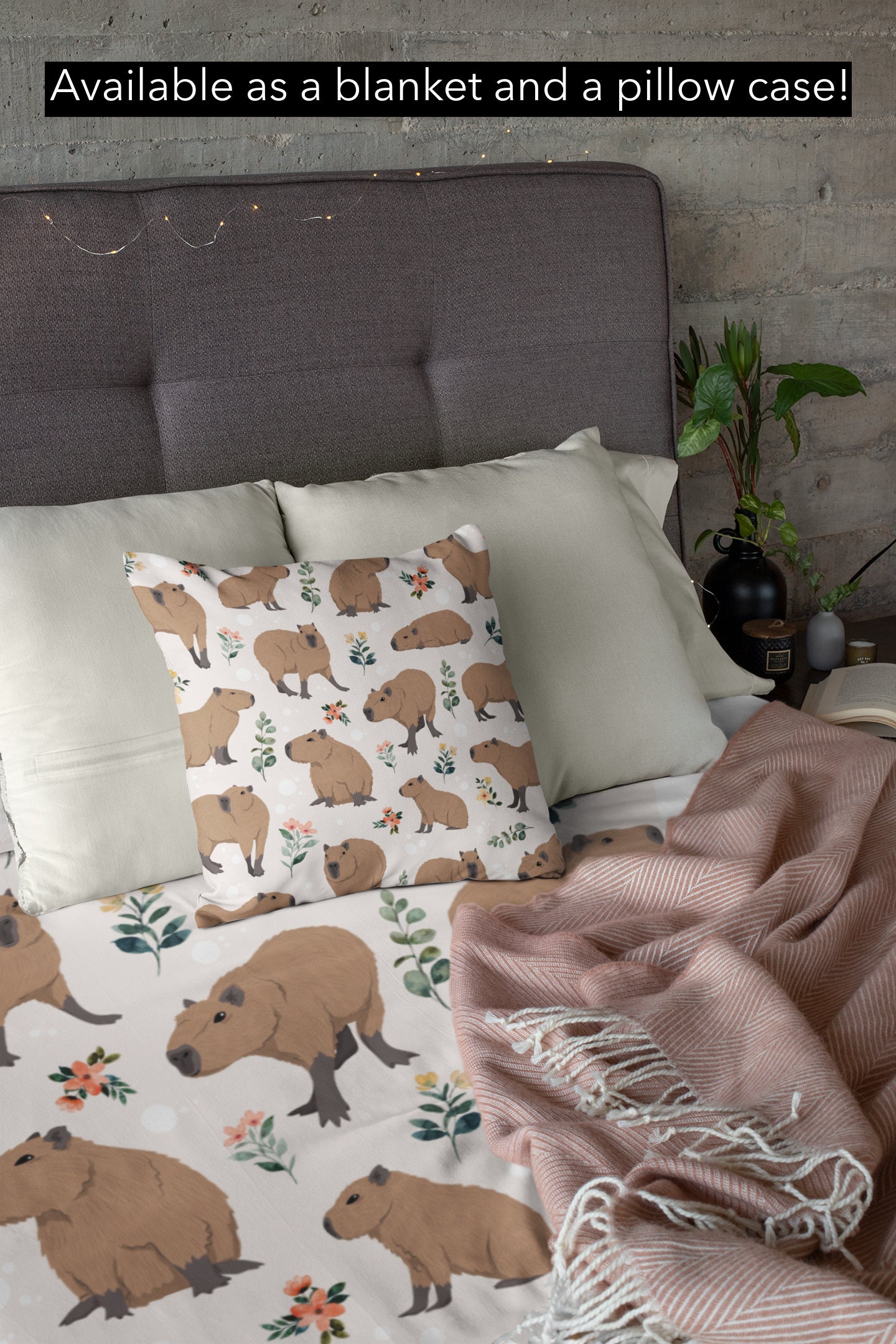 Capybara Baby Blanket - Floral Minky Throw Blanket for Capybara Lovers ...