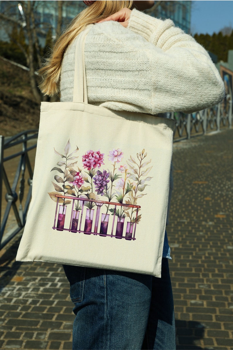 Floral Science Tote Bag Laboratory Science Teacher - Etsy